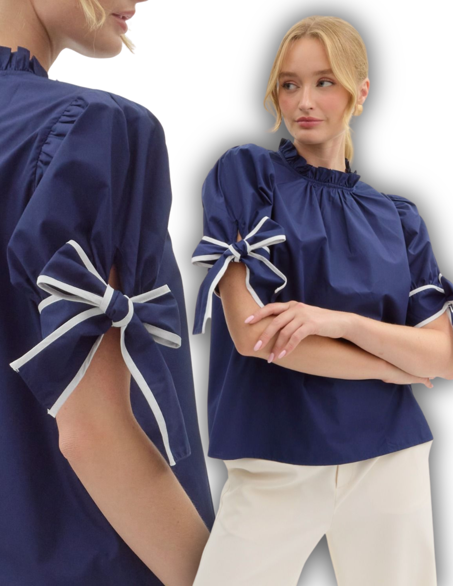 Navy Bow Blouse | Entro Brand Clothing | Boutique | Affordable – Très ...