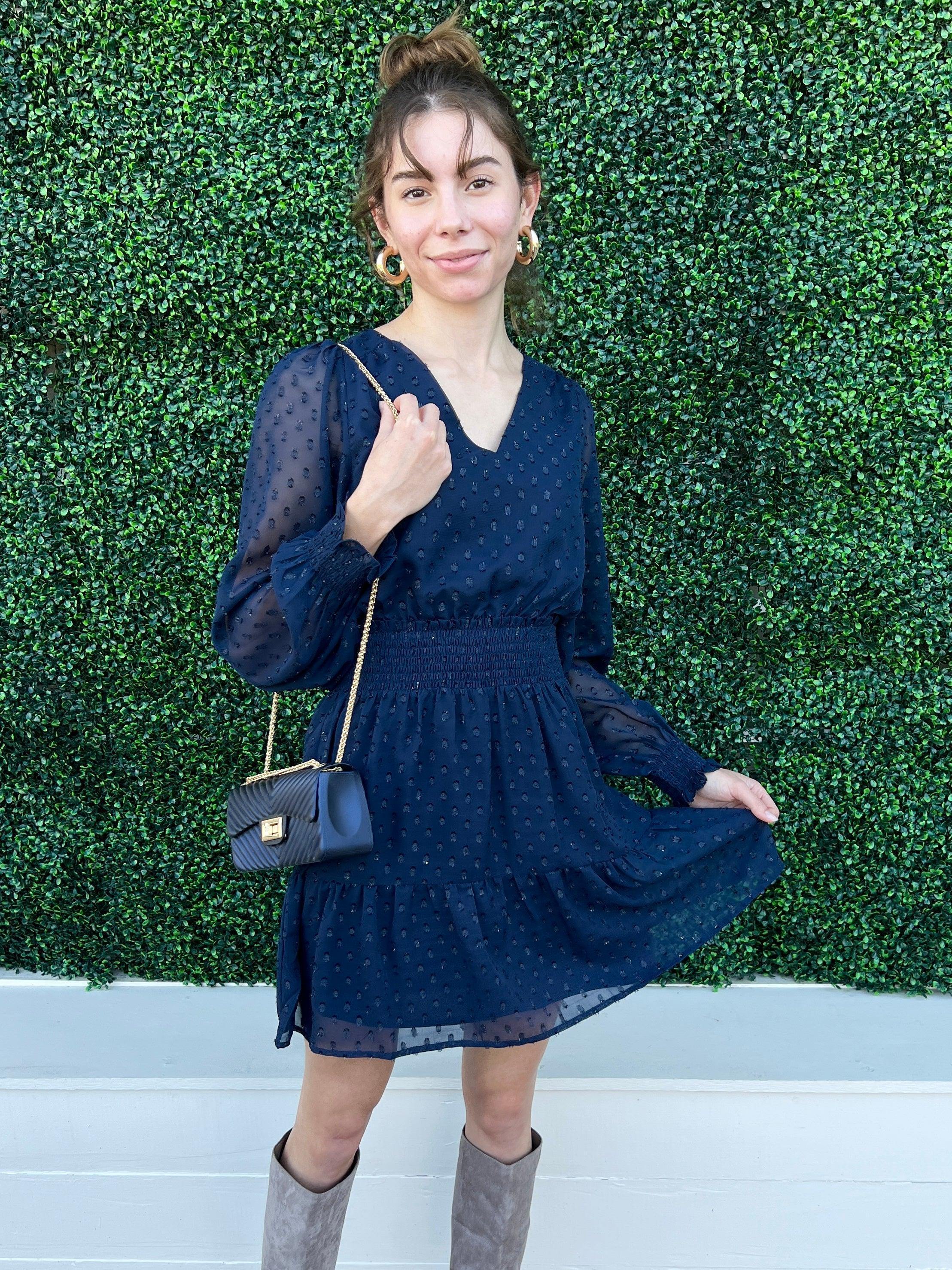 Navy Dot Dress | Joy Joy Dresses – Très Chic Boutique