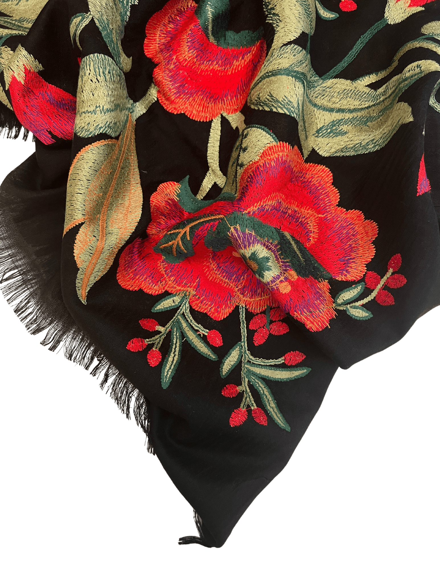 Embroidered Bellagio Shawl | Anu Natural Fabrics – Très Chic Boutique